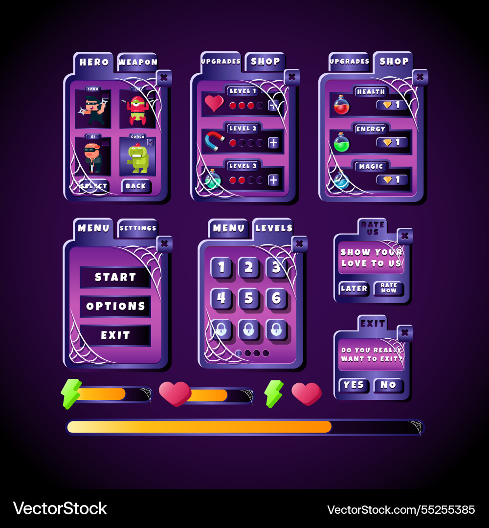 Dark scary game ui halloween board pop up Vector Image