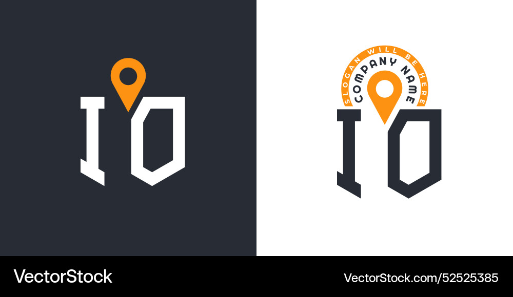 Io location logo bundle letter dual icons Vector Image