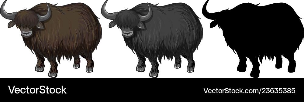 Set of yak character Royalty Free Vector Image