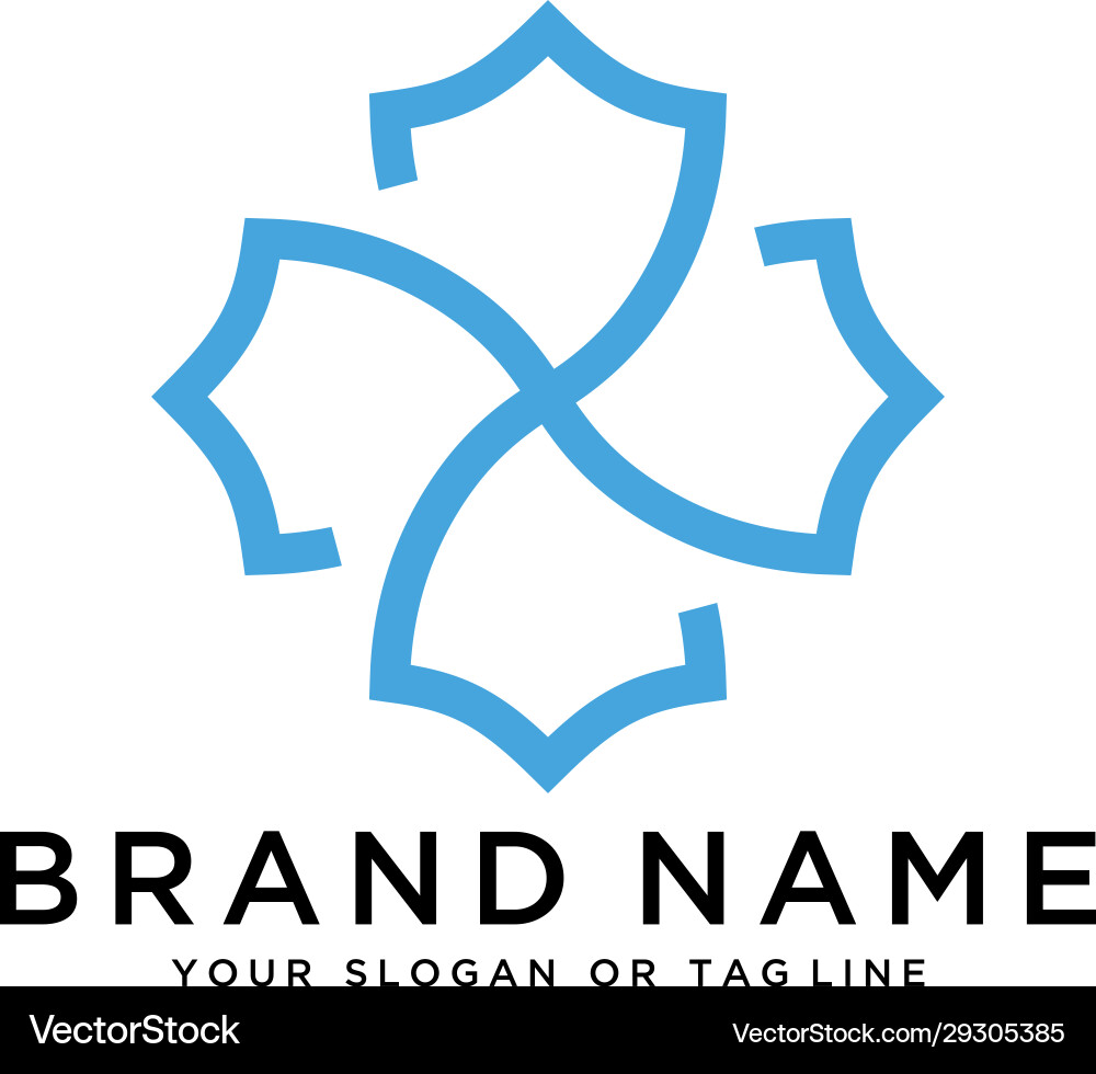 Shield and flower logo design Royalty Free Vector Image