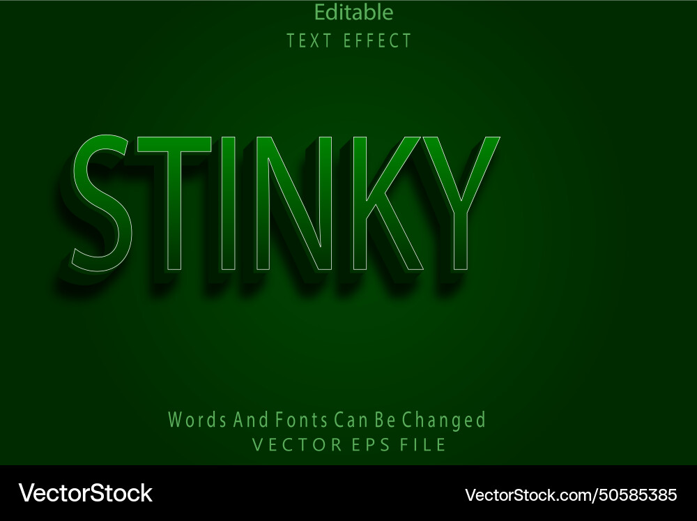 Stinky editable text effect emboss cartoon style Vector Image