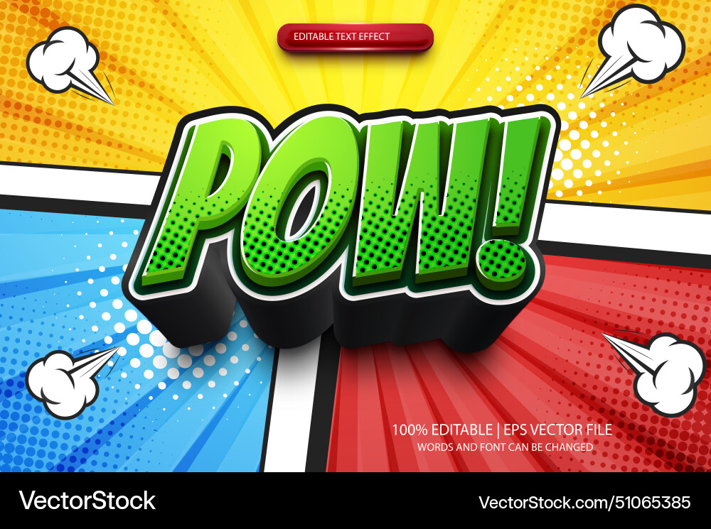 Super pow comic green cartoon style bold 3d Vector Image