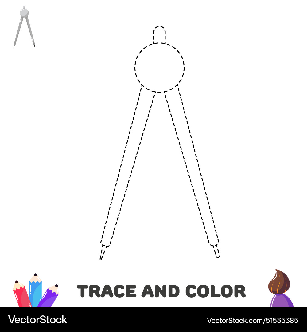 Trace and color divider educational worksheet for Vector Image