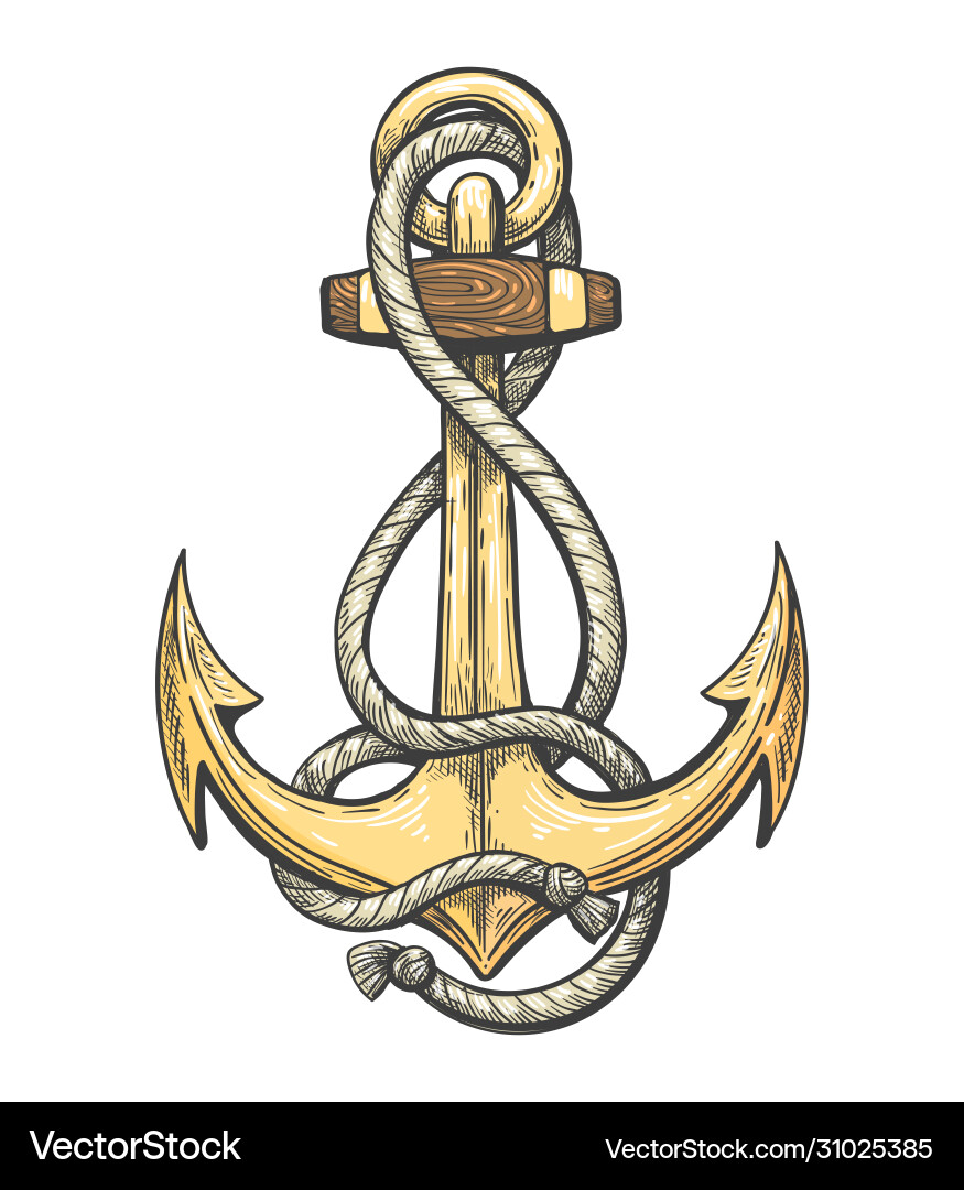 Vintage Anchor with Ropes Royalty Free Vector Image