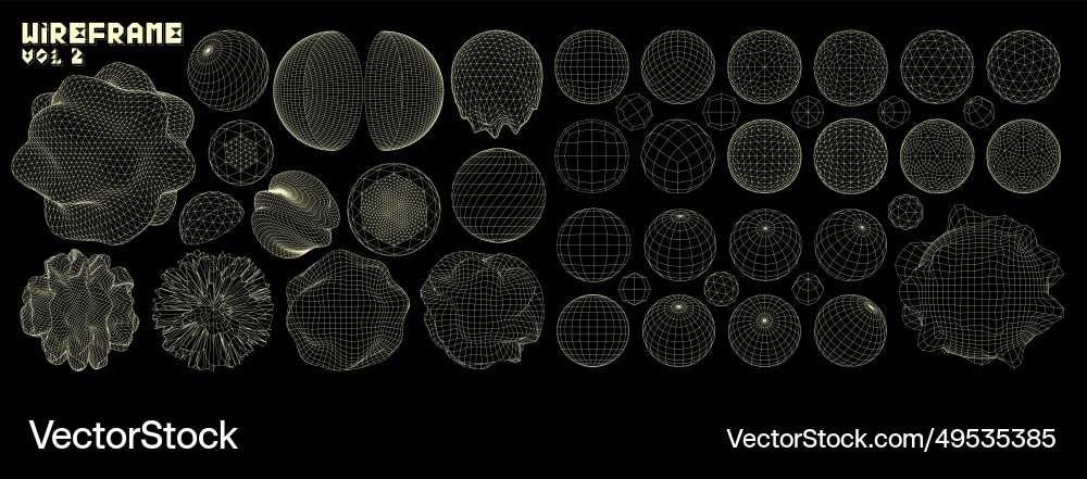 Wireframe 3d shapes Royalty Free Vector Image - VectorStock