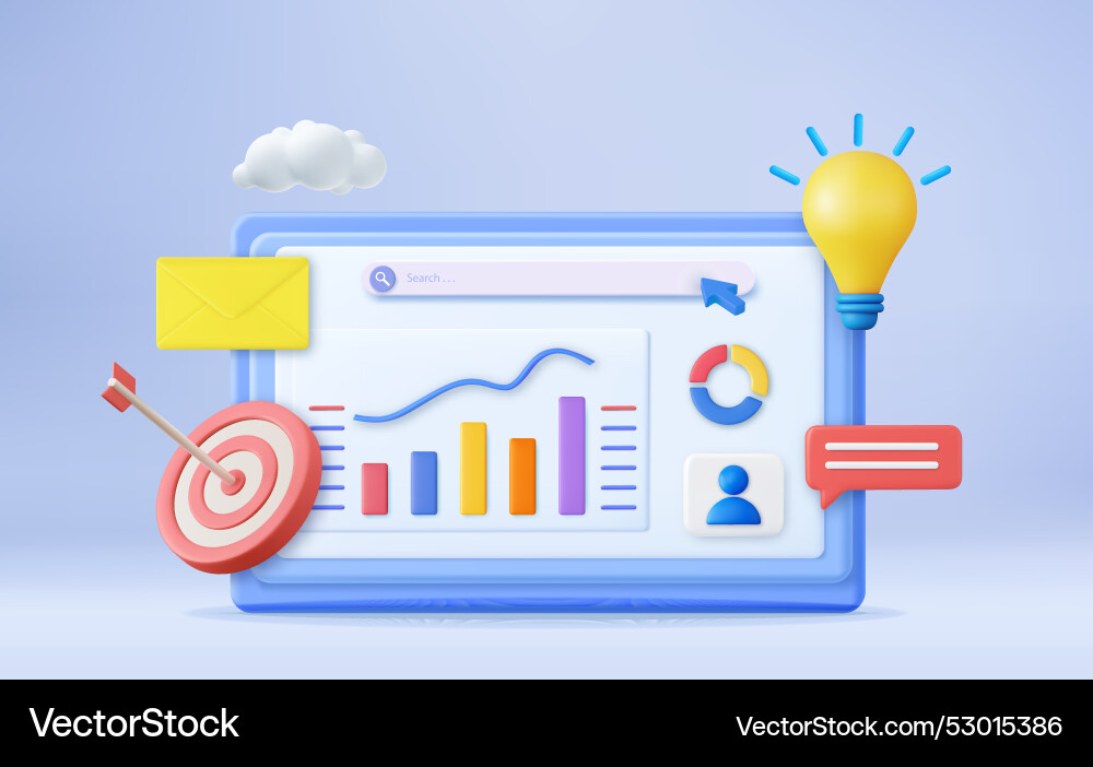 3d financial report chart Royalty Free Vector Image