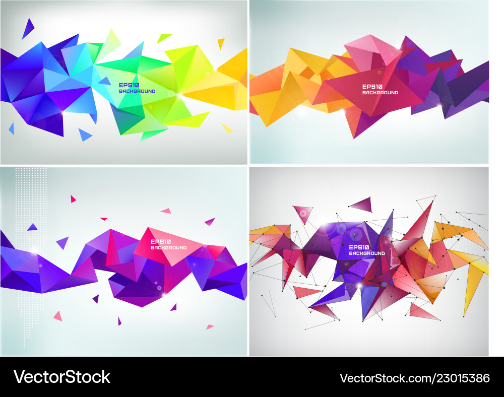 Abstract 3D Facet Shapes - Geometric Collection Vector Image