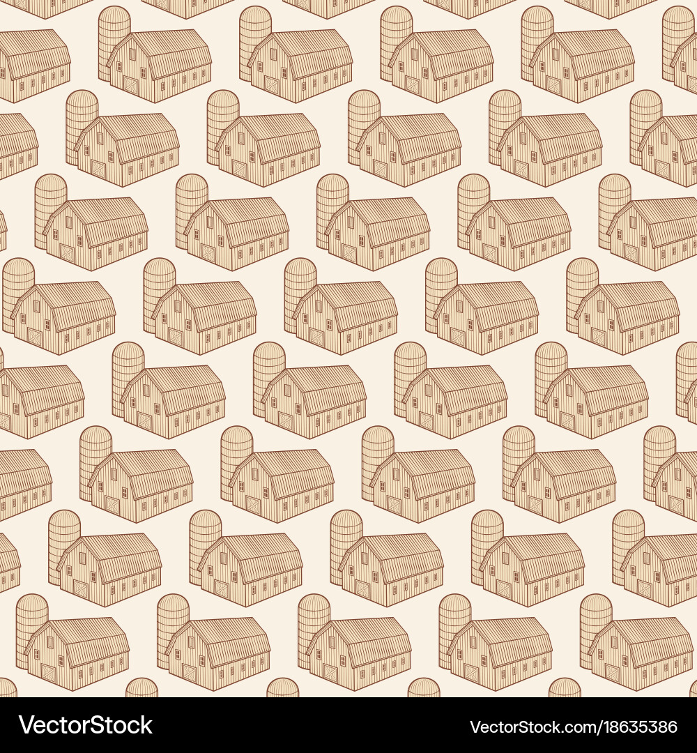 Background pattern with barn and silo Royalty Free Vector