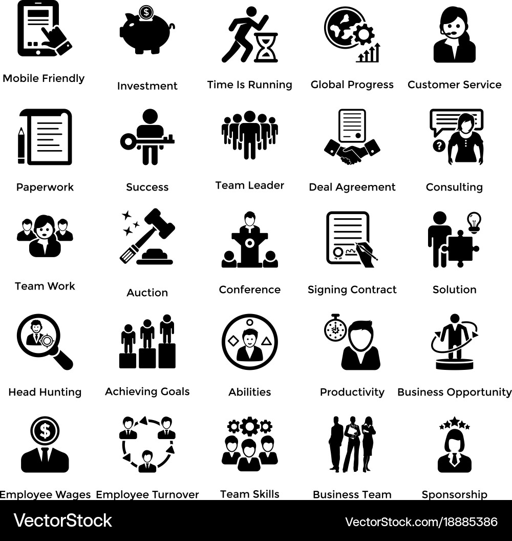 Business Management Icon Set Royalty Free Vector Image
