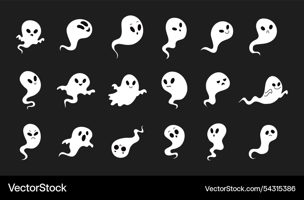 Cartoon cute halloween ghosts lighting Royalty Free Vector
