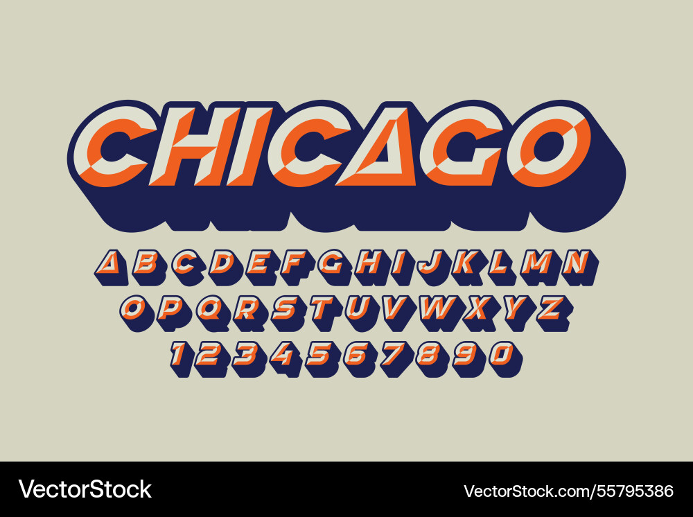 Chicago retro style font design alphabet letters Vector Image