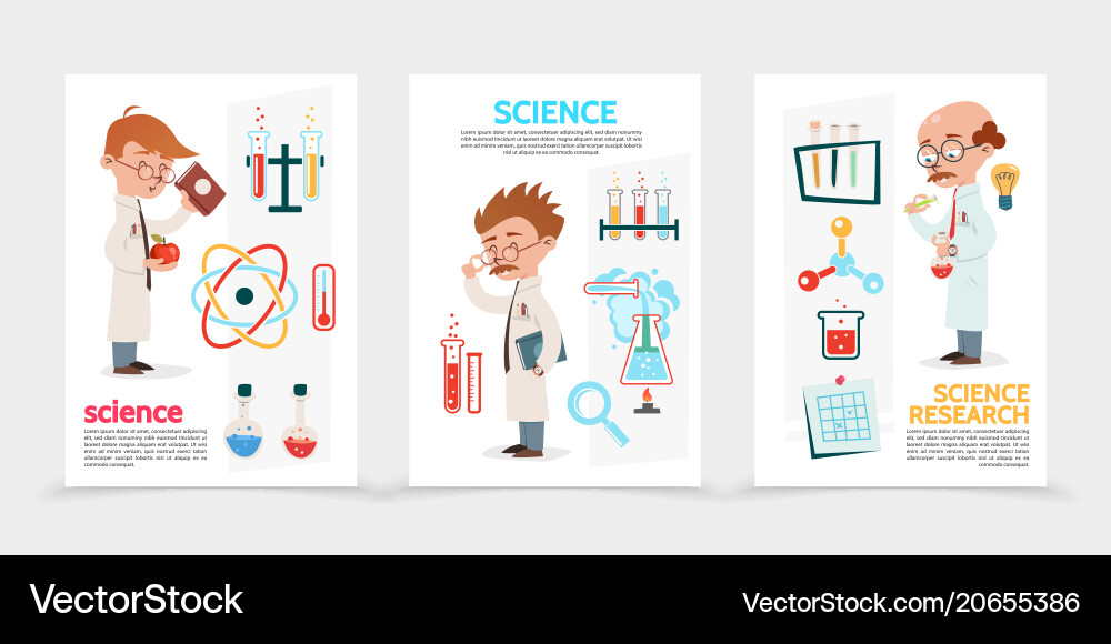 Flat scientific research posters Royalty Free Vector Image