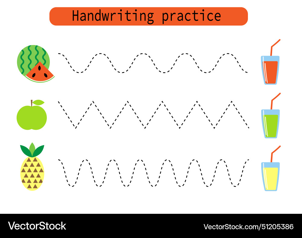 Handwriting practice for kids draw lines Vector Image