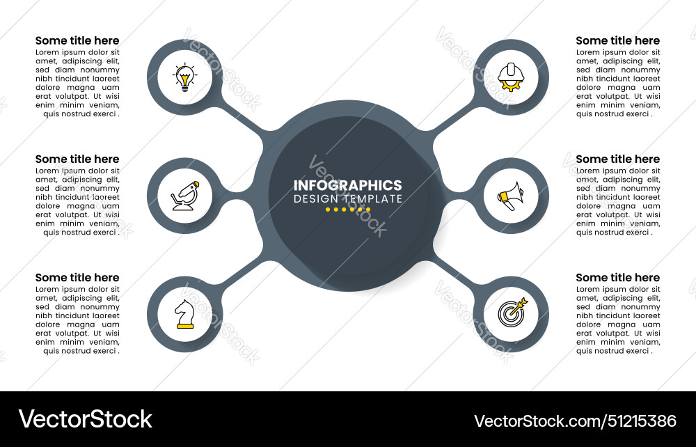 Infographic template splash with 6 connected Vector Image