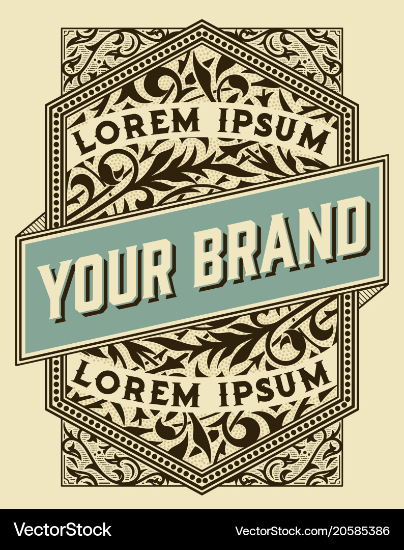 Old label with floral details elements by layers Vector Image