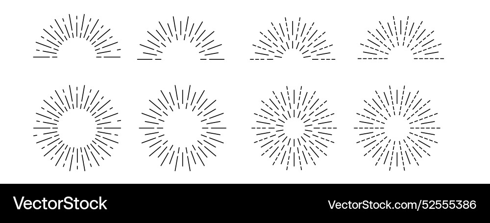 Vintage sunburst set isolated bursting rays Vector Image
