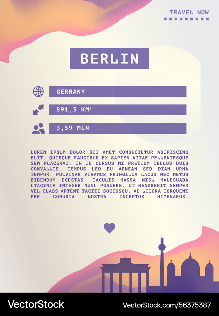 Berlin germany infographics brochure layout guide Vector Image