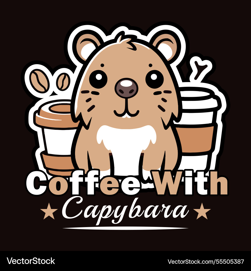 Coffee with capybara Royalty Free Vector Image