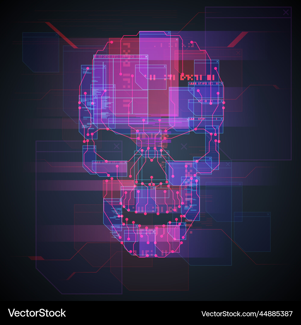 Cyberpunk Skull Hacker Royalty Free Vector Image