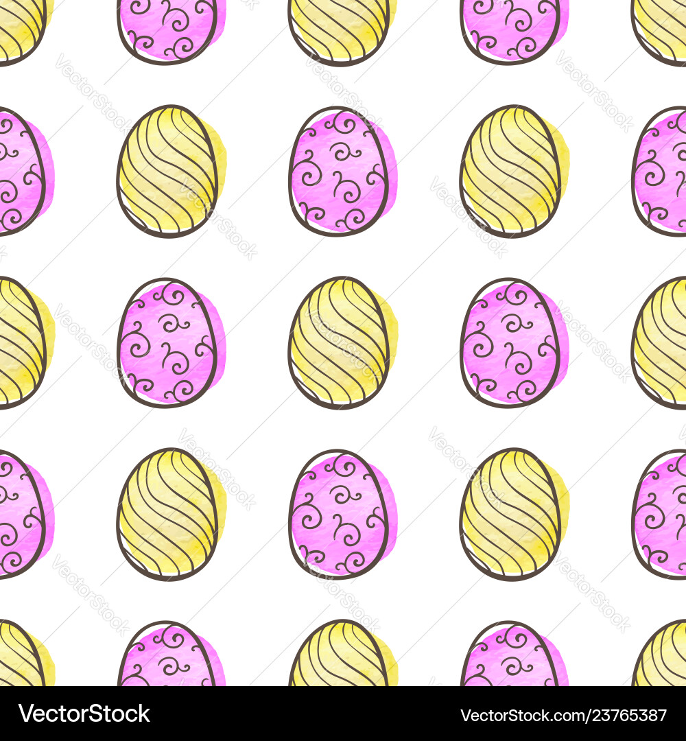 Easter pattern with pink and yellow eggs Vector Image