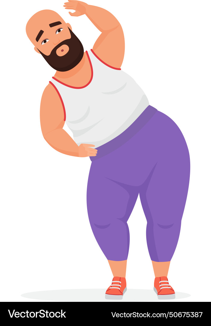Fat bald man bending sideways male character Vector Image
