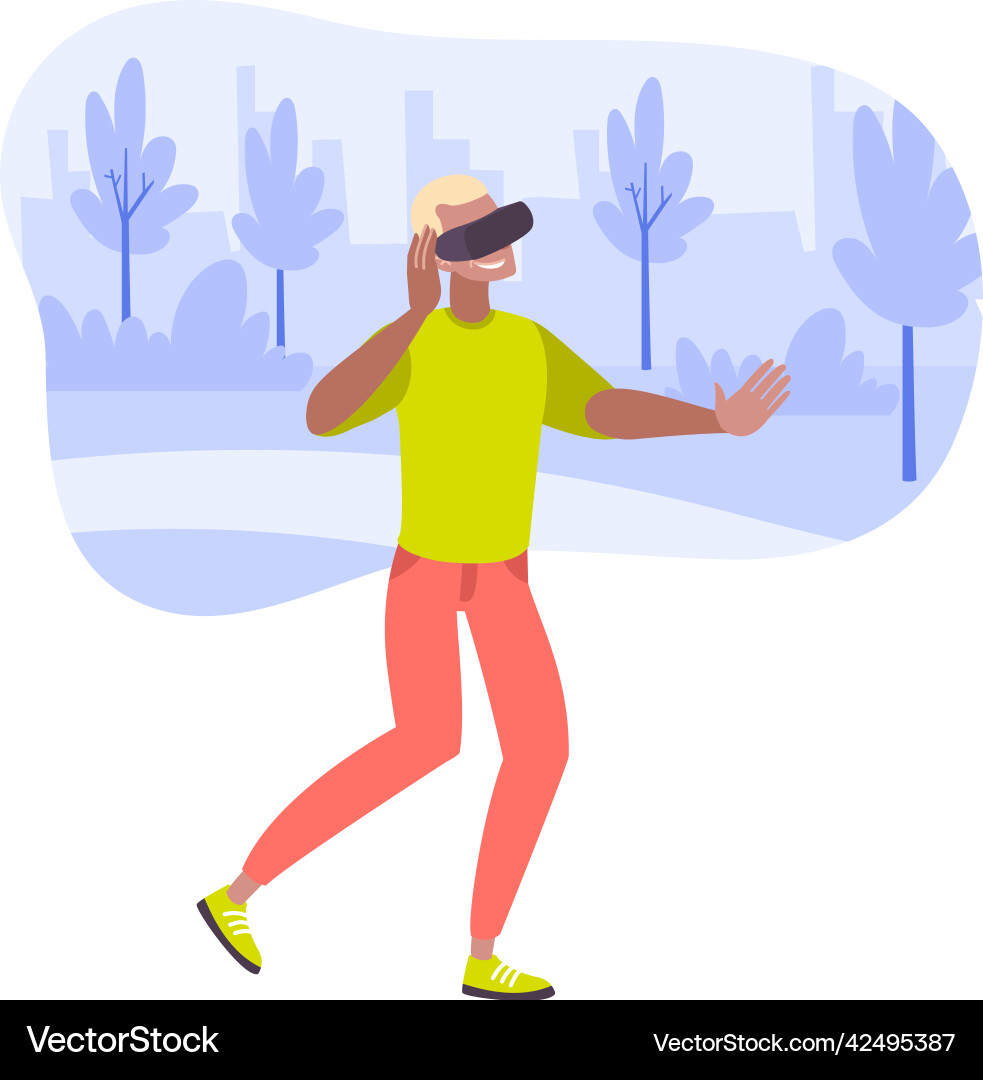 Vr walk outdoors composition Royalty Free Vector Image
