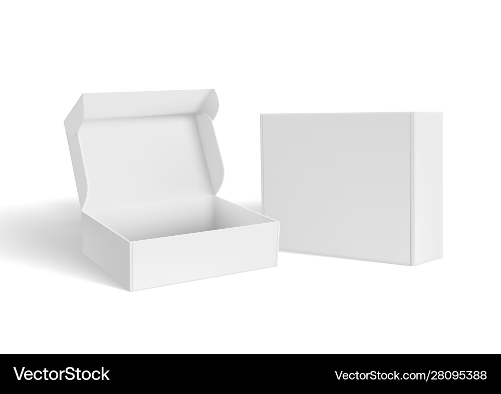 3d open and close blank packaging box Royalty Free Vector