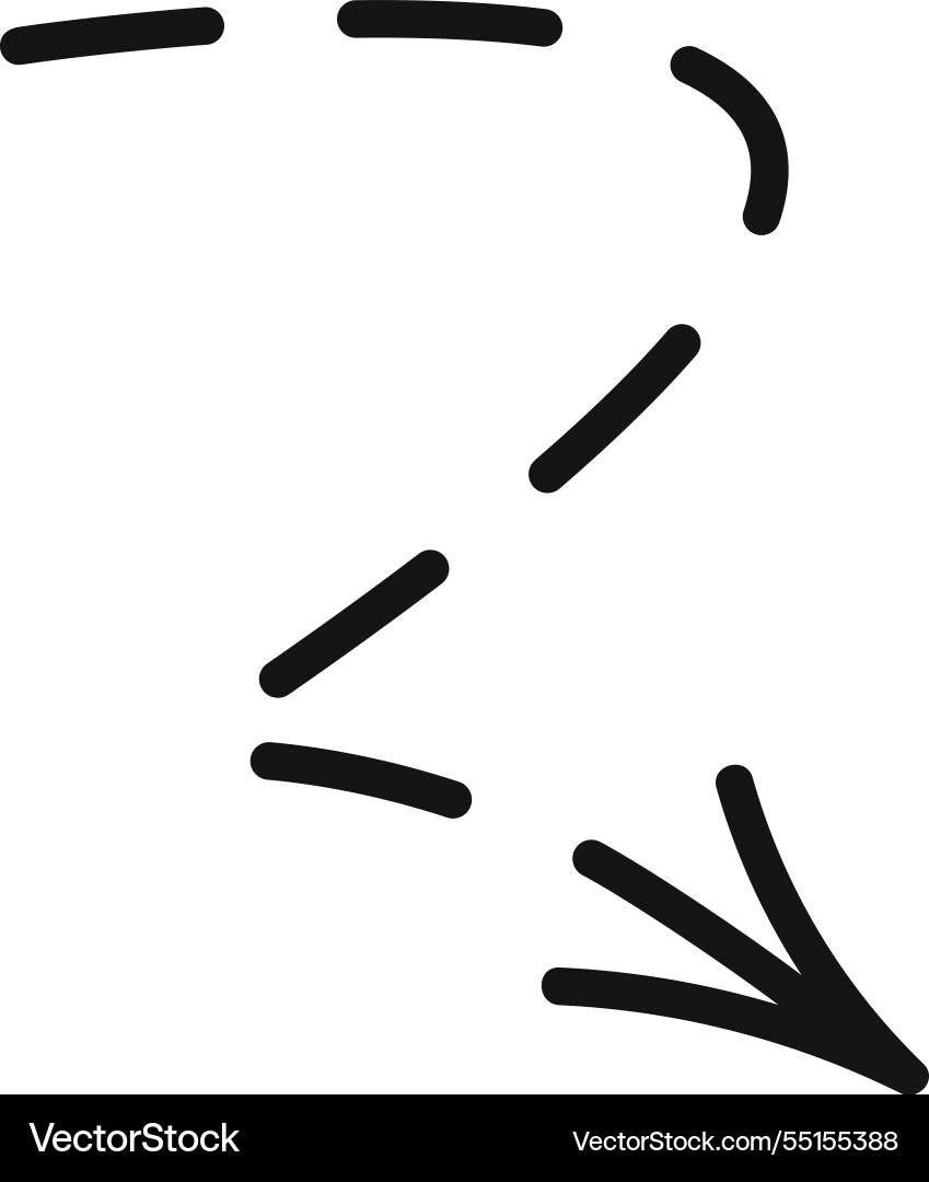 Broken dashed arrow indicating downward Royalty Free Vector