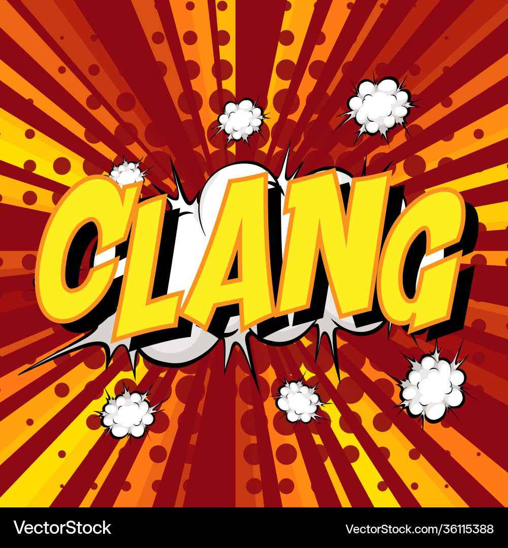 Clang wording comic speech bubble on burst Vector Image