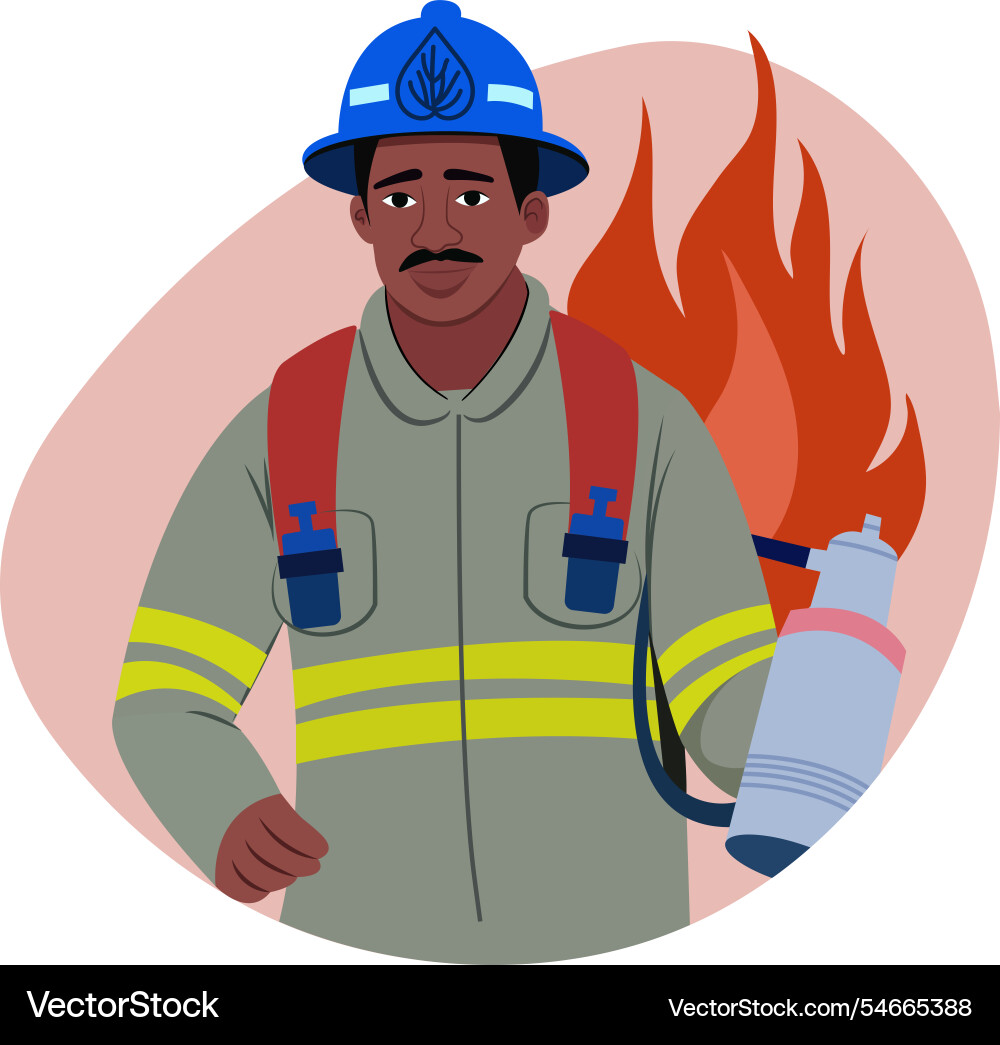 Fireman in a flat style Royalty Free Vector Image