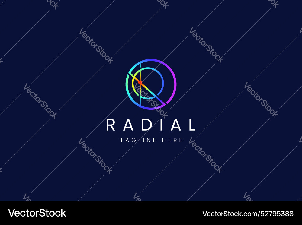 Radial and orbital logo letter r linear circle Vector Image
