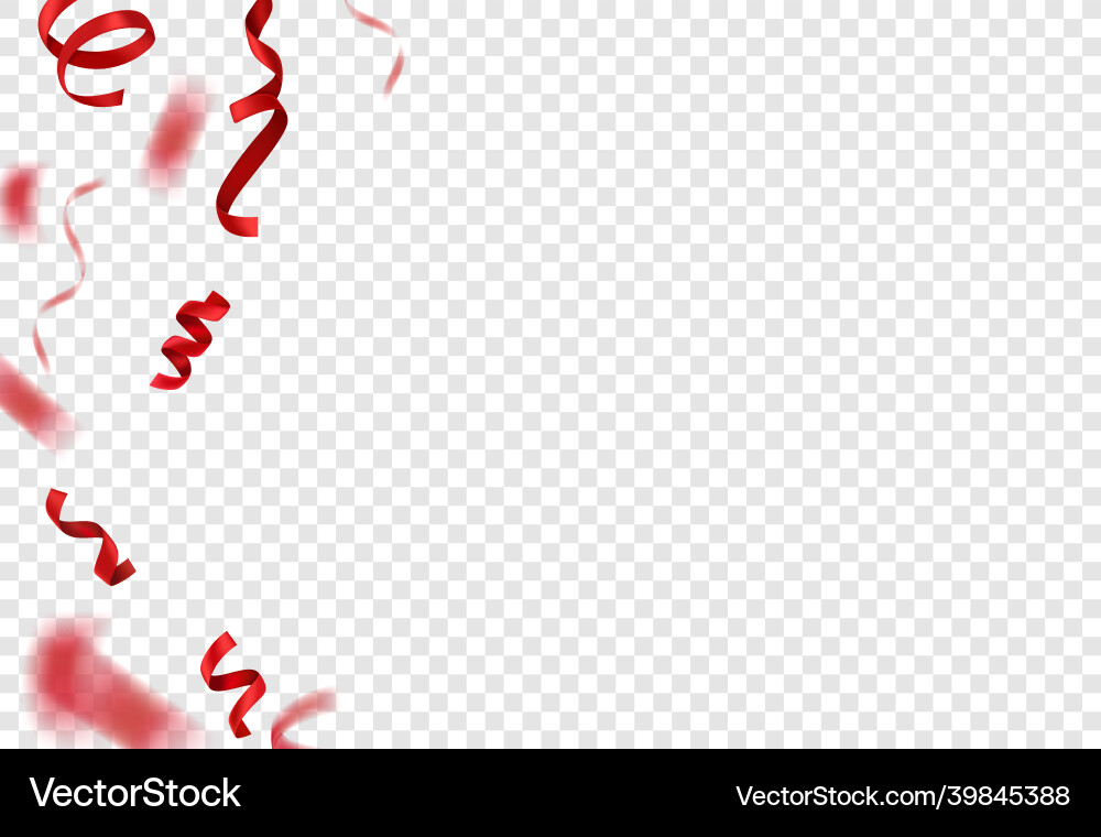 Red silk flying ribbons on transparent background Vector Image