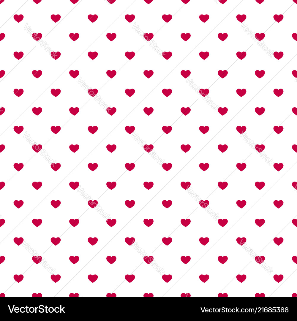 Seamless pattern with small red hearts on white bg