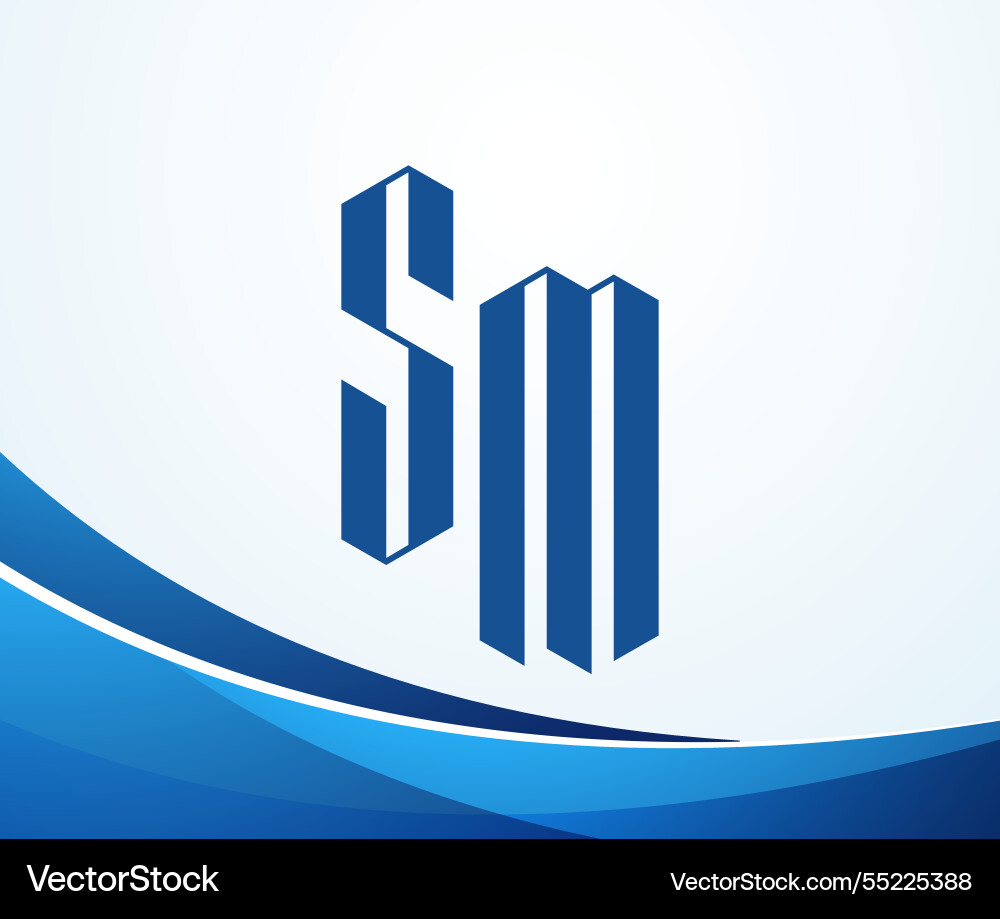 Sm alphabet letter logo design template elements Vector Image