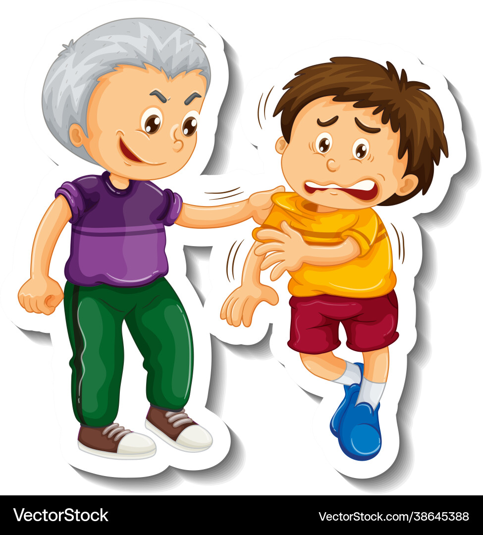 Sticker template with a boy gets harm from Vector Image