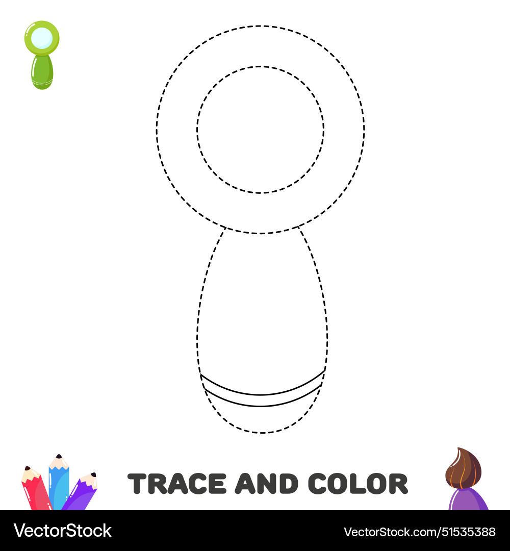 Trace and color magnifying glass educational Vector Image