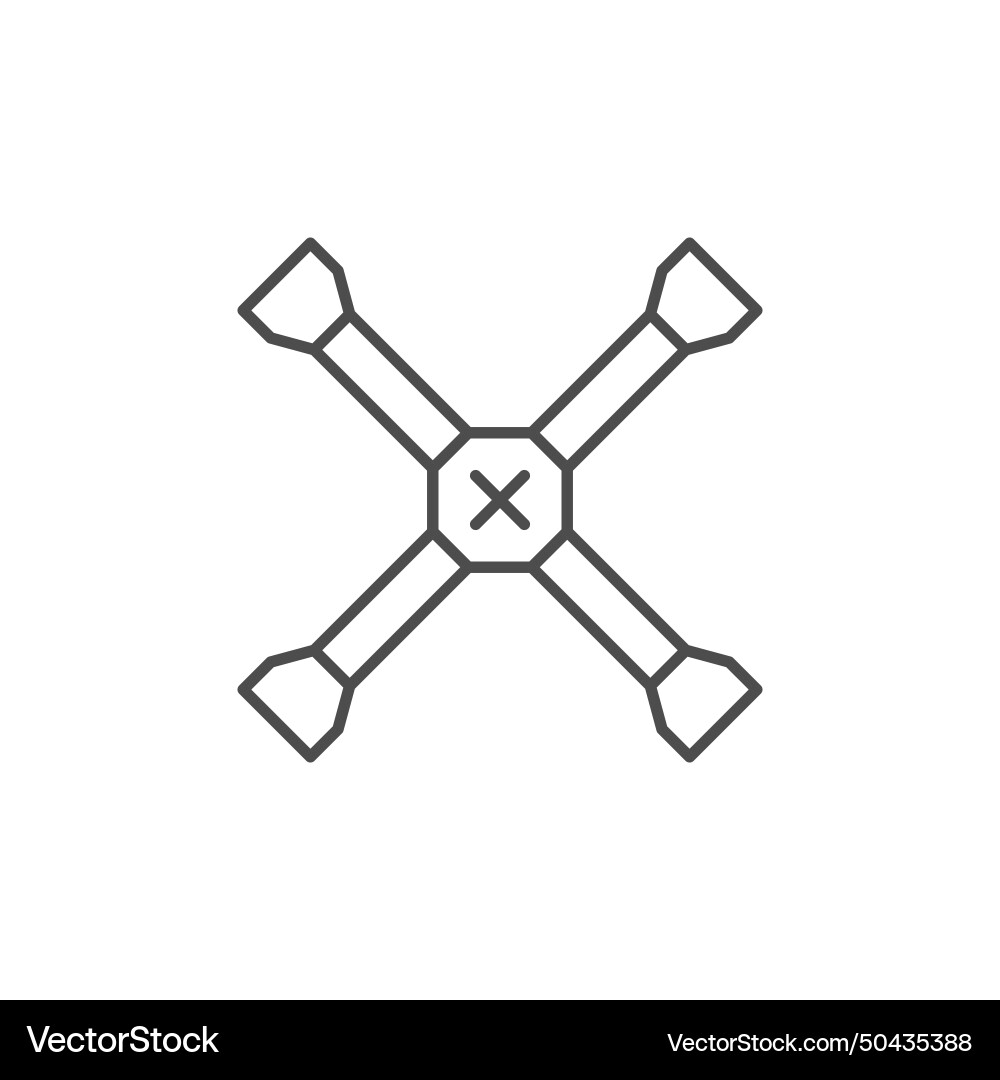 Wheel wrench line outline icon Royalty Free Vector Image