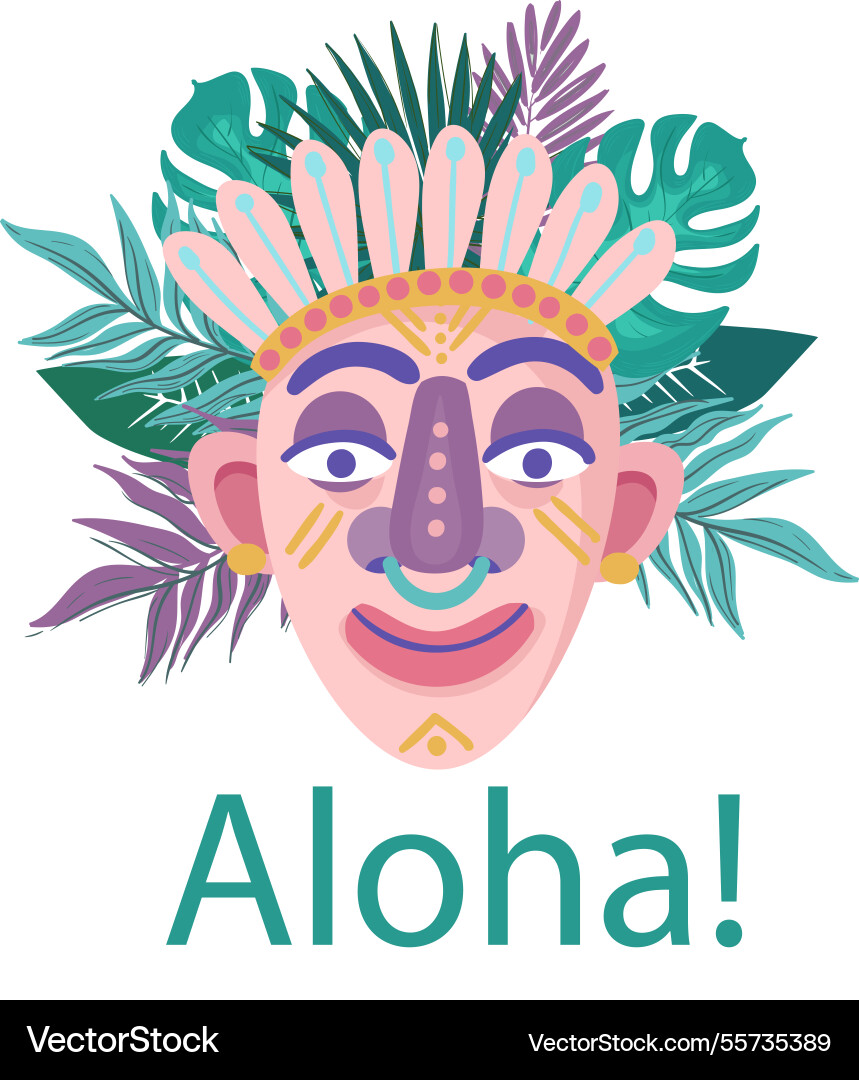 Aloha background with painted face Royalty Free Vector Image
