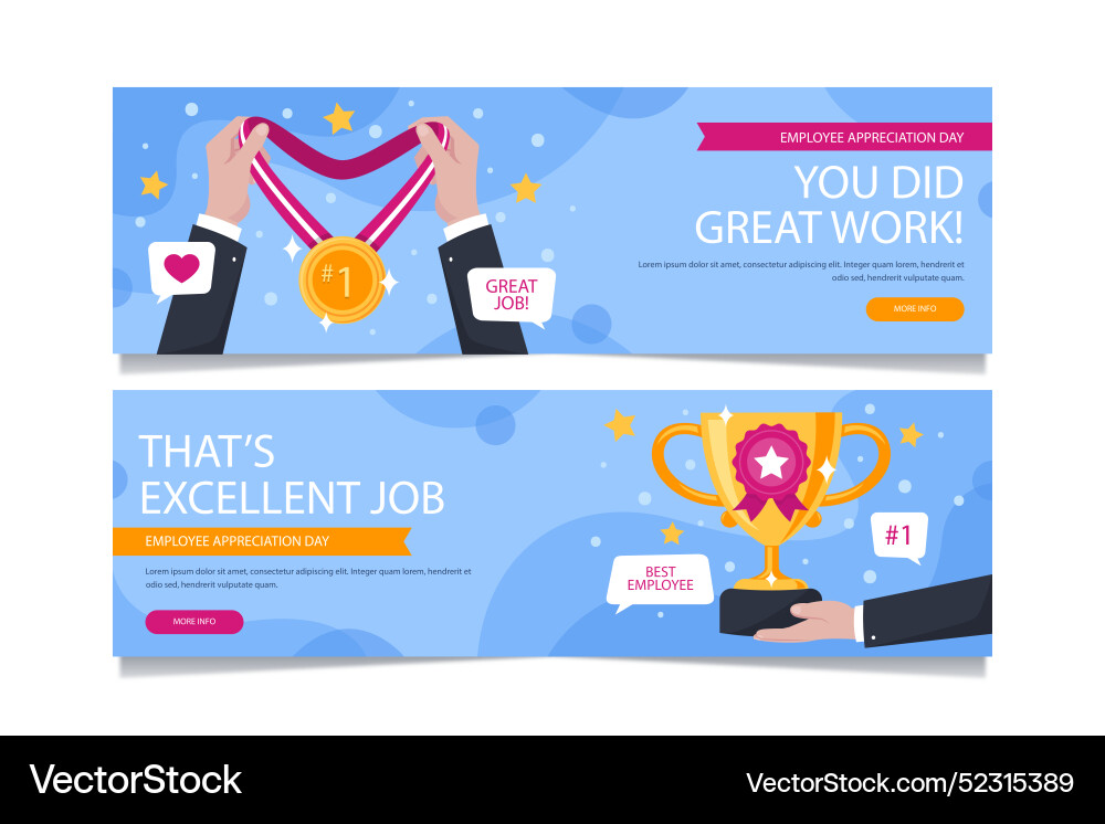 Flat employee appreciation day horizontal banners Vector Image