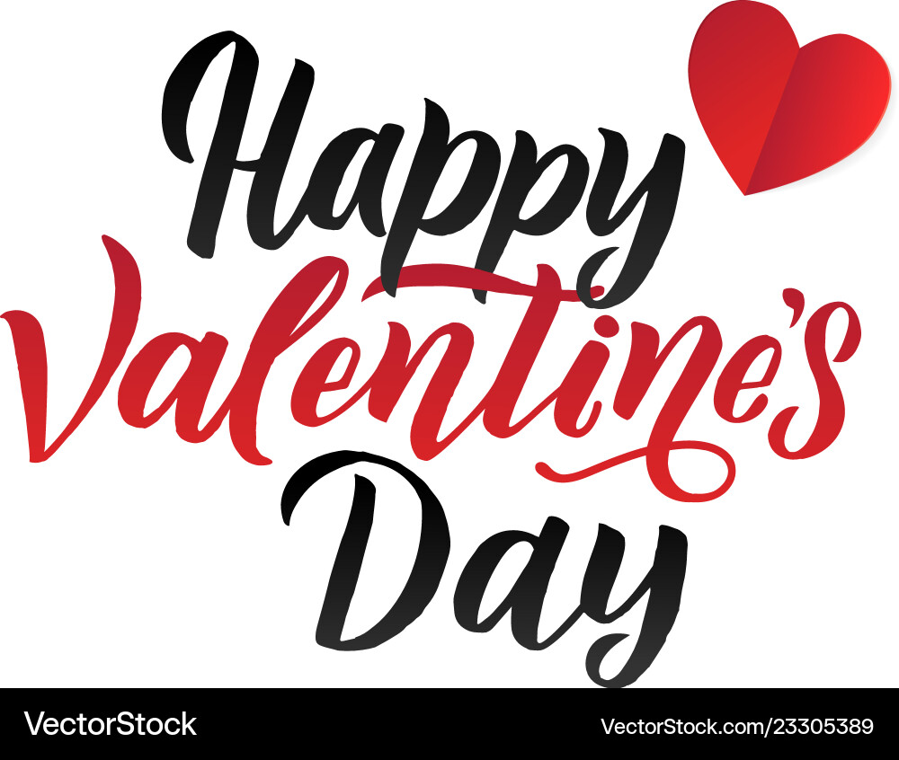 Happy valentines day black and red lettering white