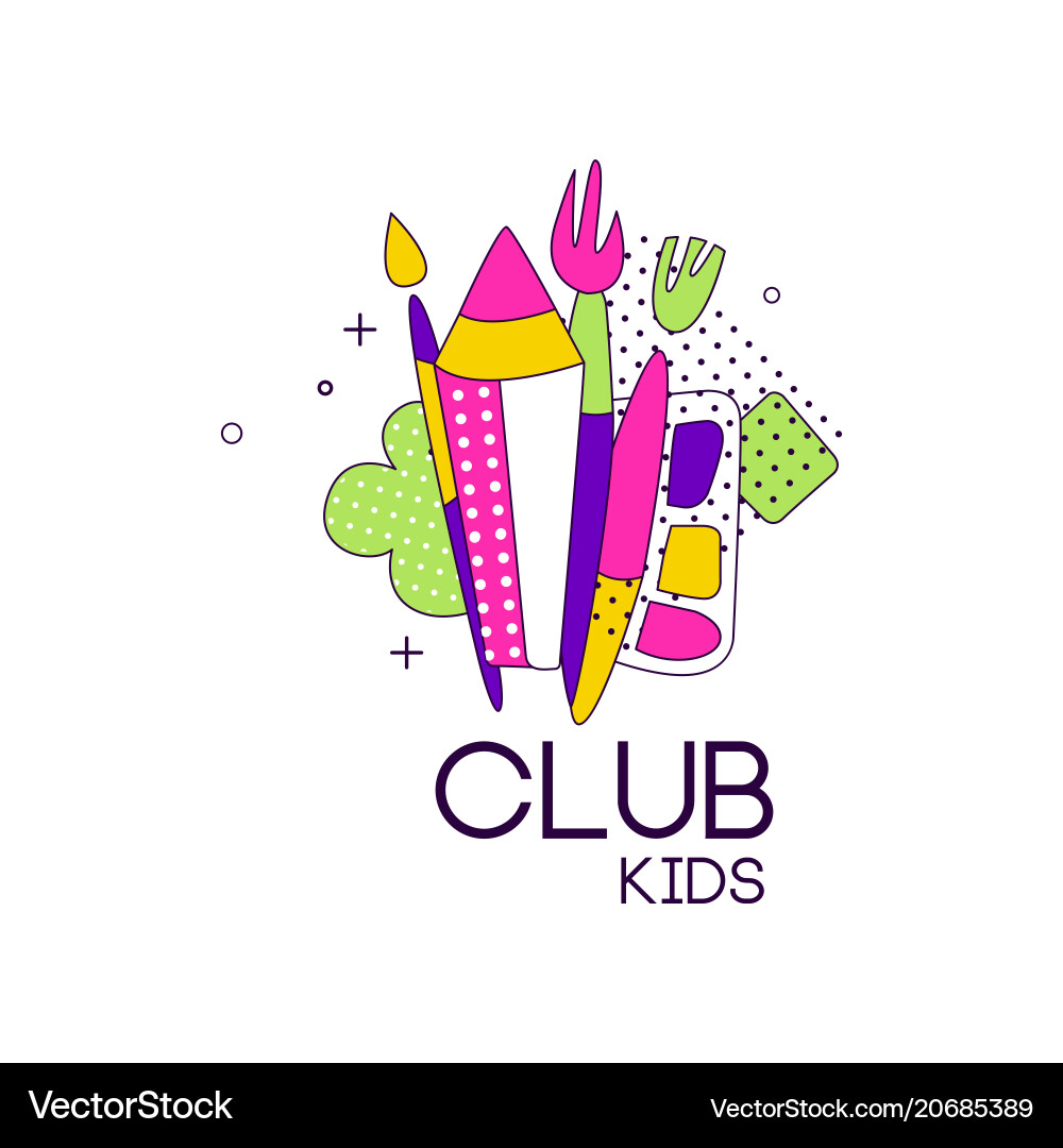 Kids club logo label for development educational Vector Image