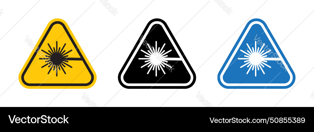 Laser warning icon set notice for areas with Vector Image