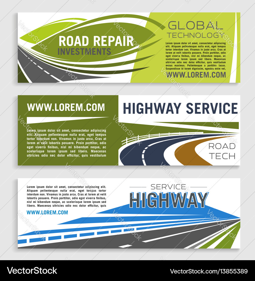 Road construction and repair banner template set Vector Image