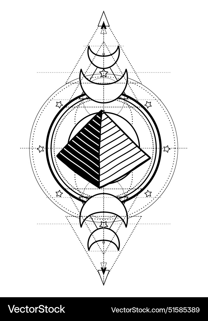 Sacred geometry with egypt symbol wings and all Vector Image