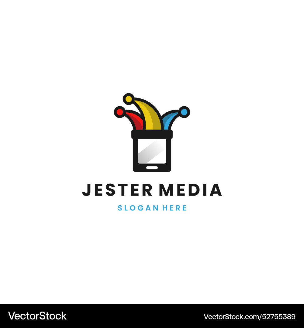 Simple template jester hat with phone logo design Vector Image