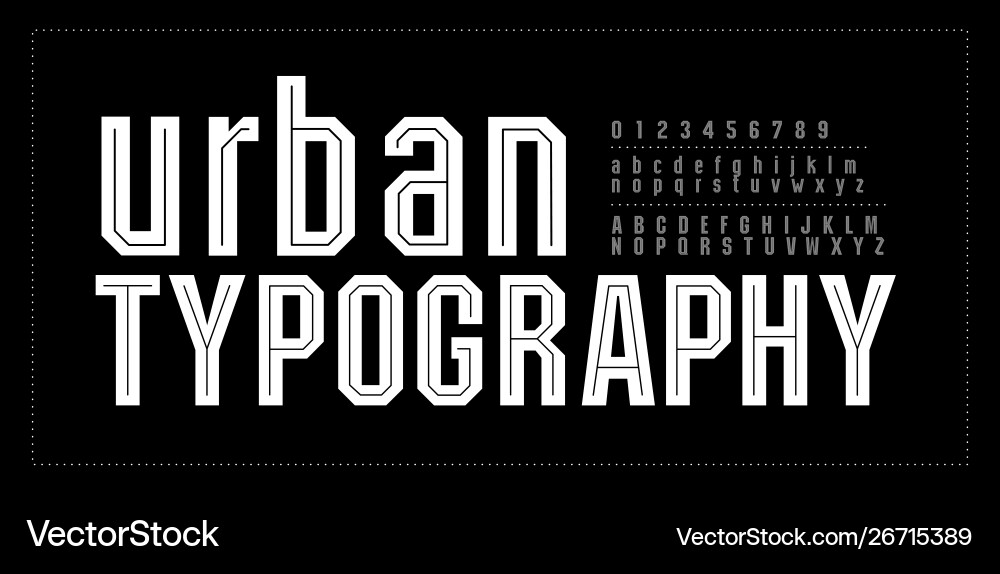 Urban modern alphabet font number typography Vector Image