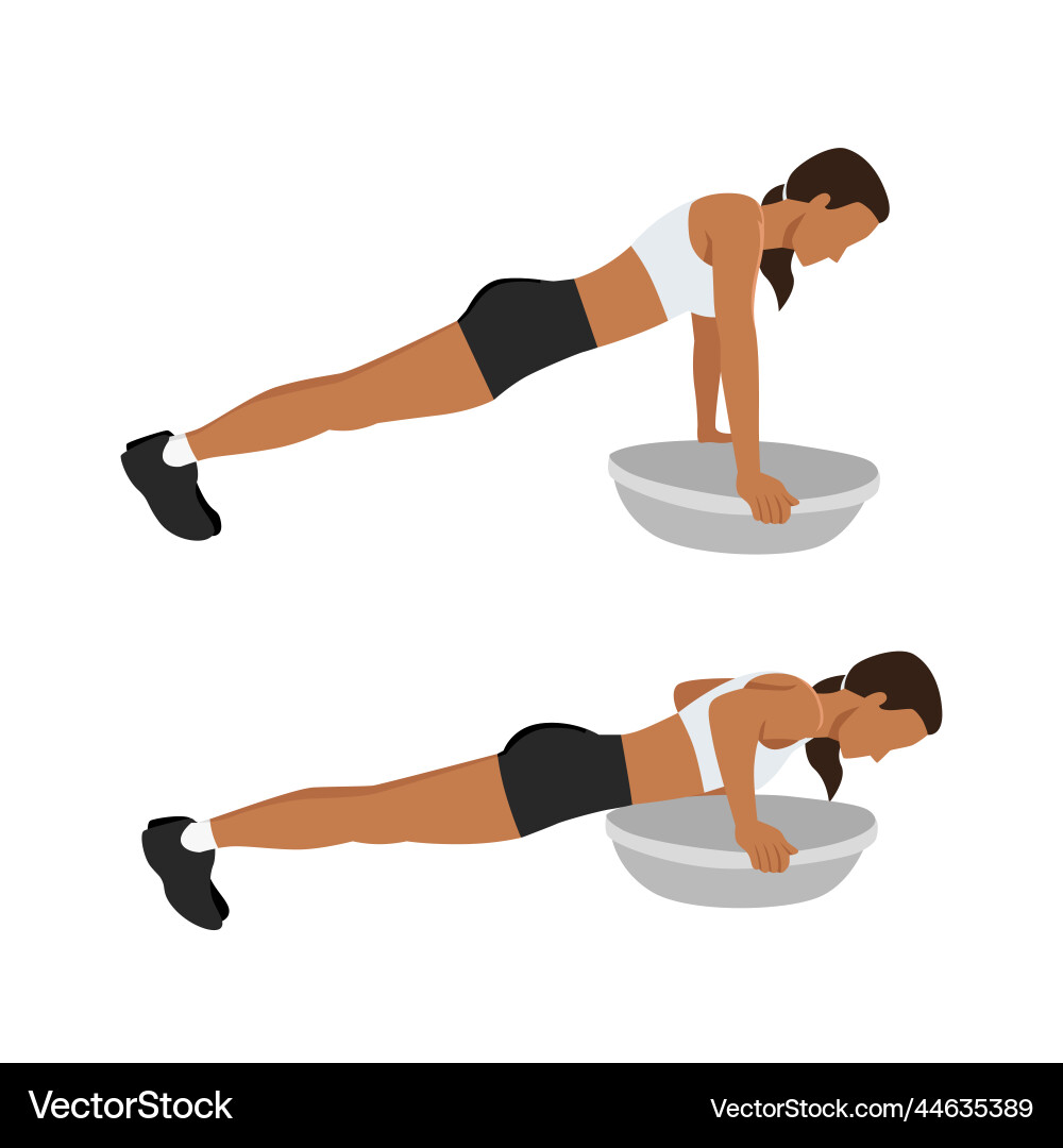 Woman doing bosu ball push ups exercise Royalty Free Vector