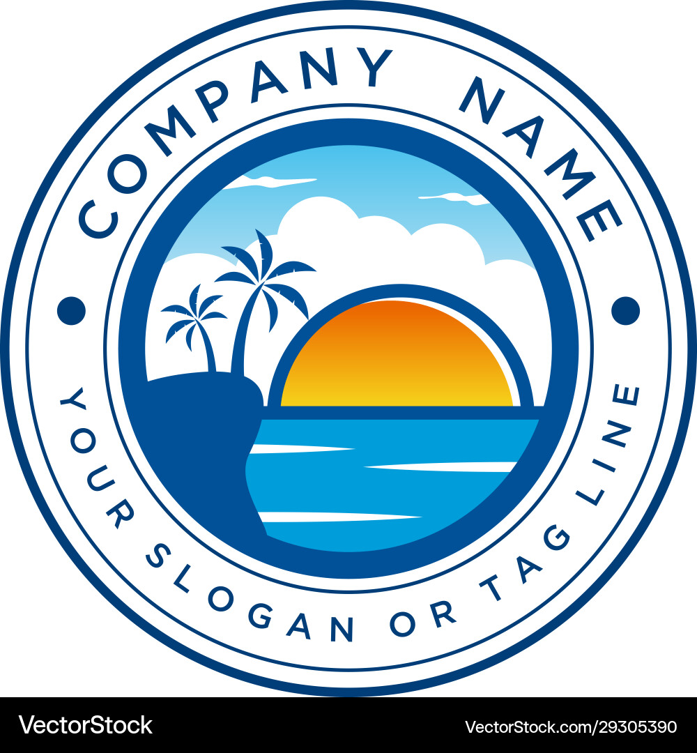 Beach logo design Royalty Free Vector Image - VectorStock
