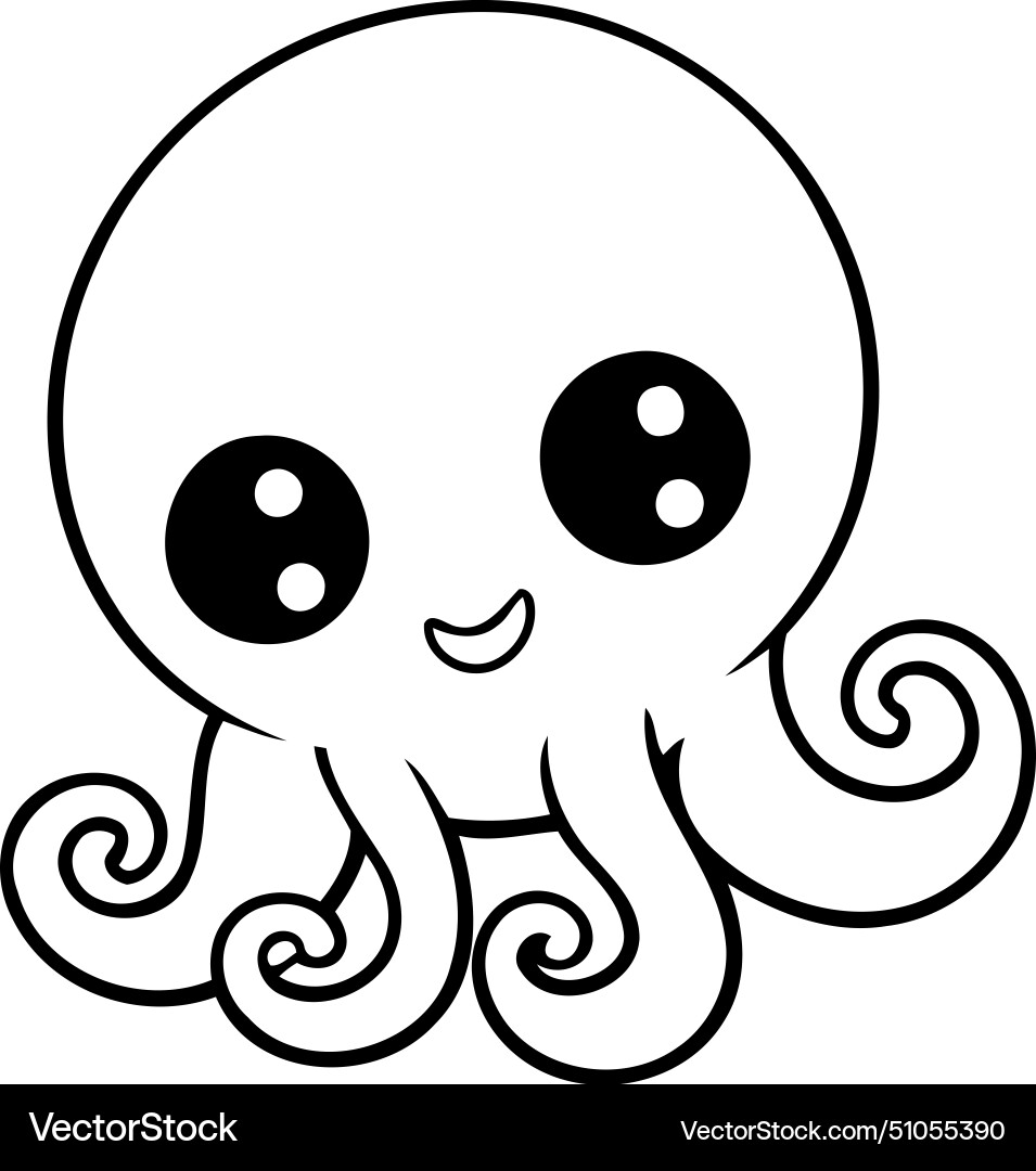 Cute cartoon octopus isolated on blue background Vector Image