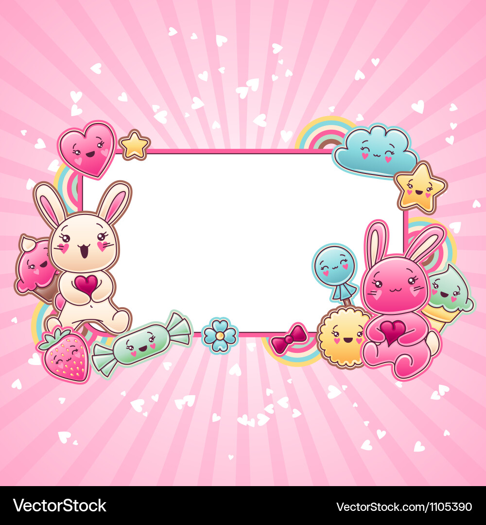 Cute child background with kawaii doodles Vector Image
